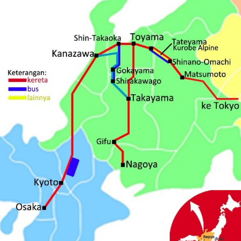 Itinerary Perjalanan Tokyo ke Tateyama Kurobe Alpine - Info Jepang
